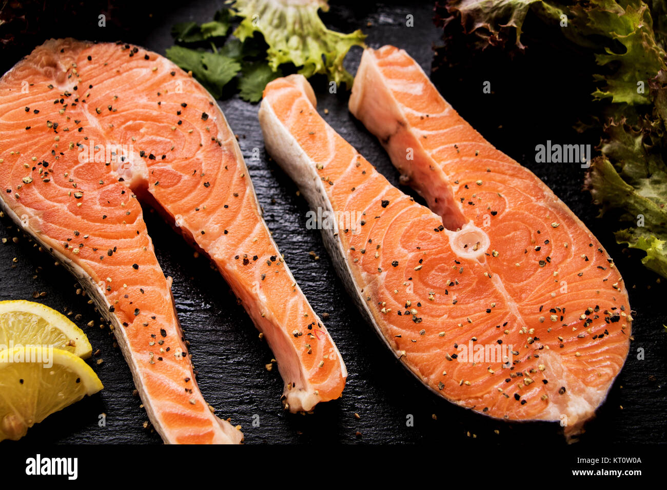 two slices of salmon Stock Photo - Alamy