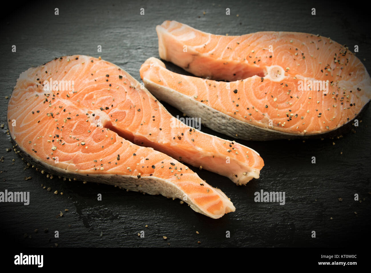 two slices of salmon in focus Stock Photo - Alamy