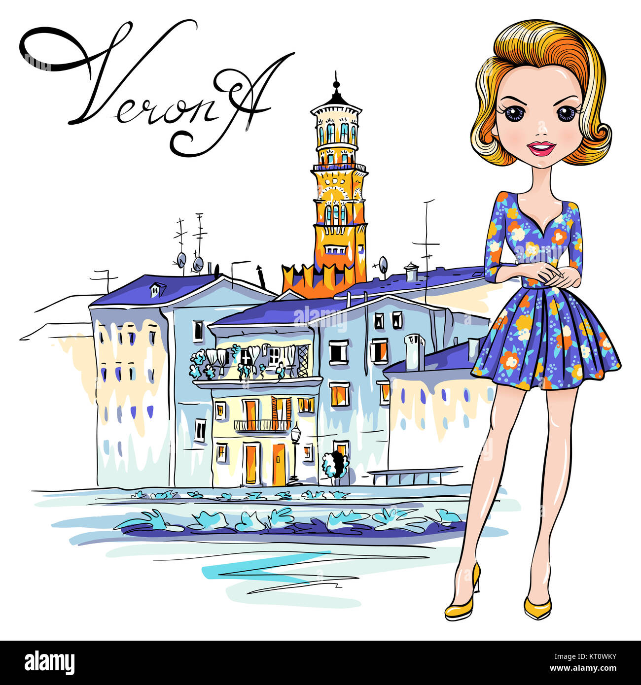 Beautiful travel girl in Cut Out Stock Images & Pictures - Alamy