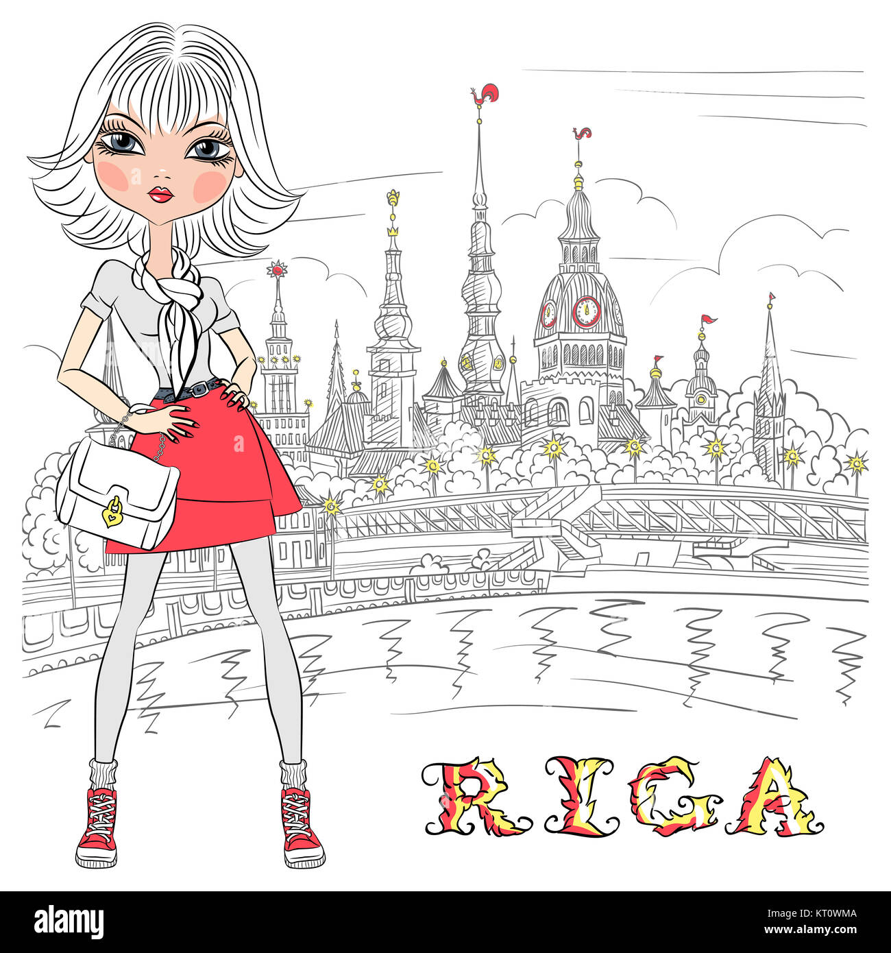 Beautiful travel girl in Cut Out Stock Images & Pictures - Alamy