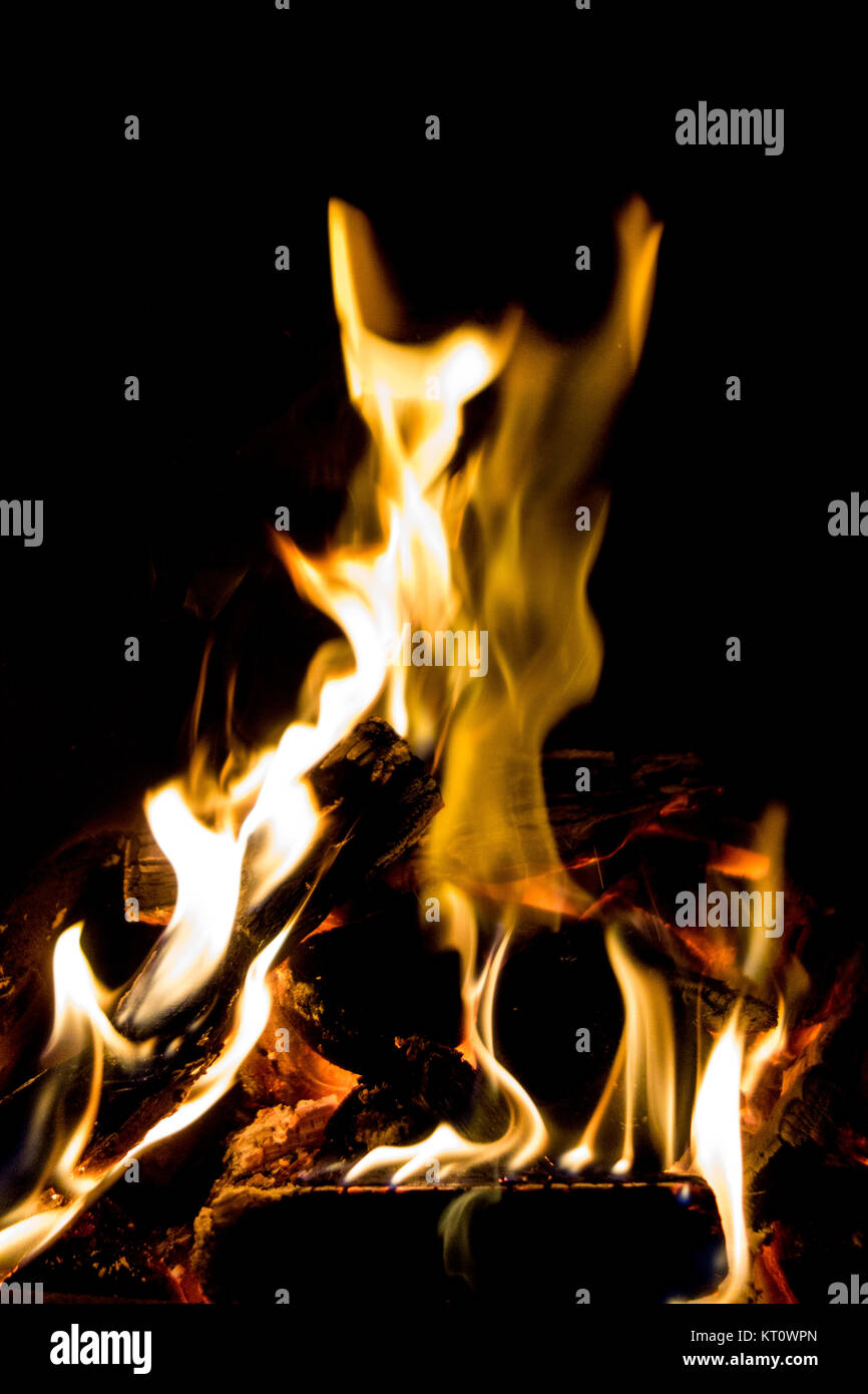 Burning Coke Coals on a Fireplace Stock Photo - Alamy
