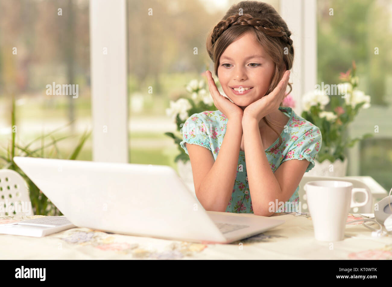 girl using modern laptop Stock Photo - Alamy