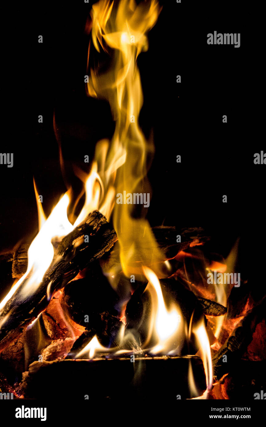 Burning Coke Coals on a Fireplace Stock Photo - Alamy