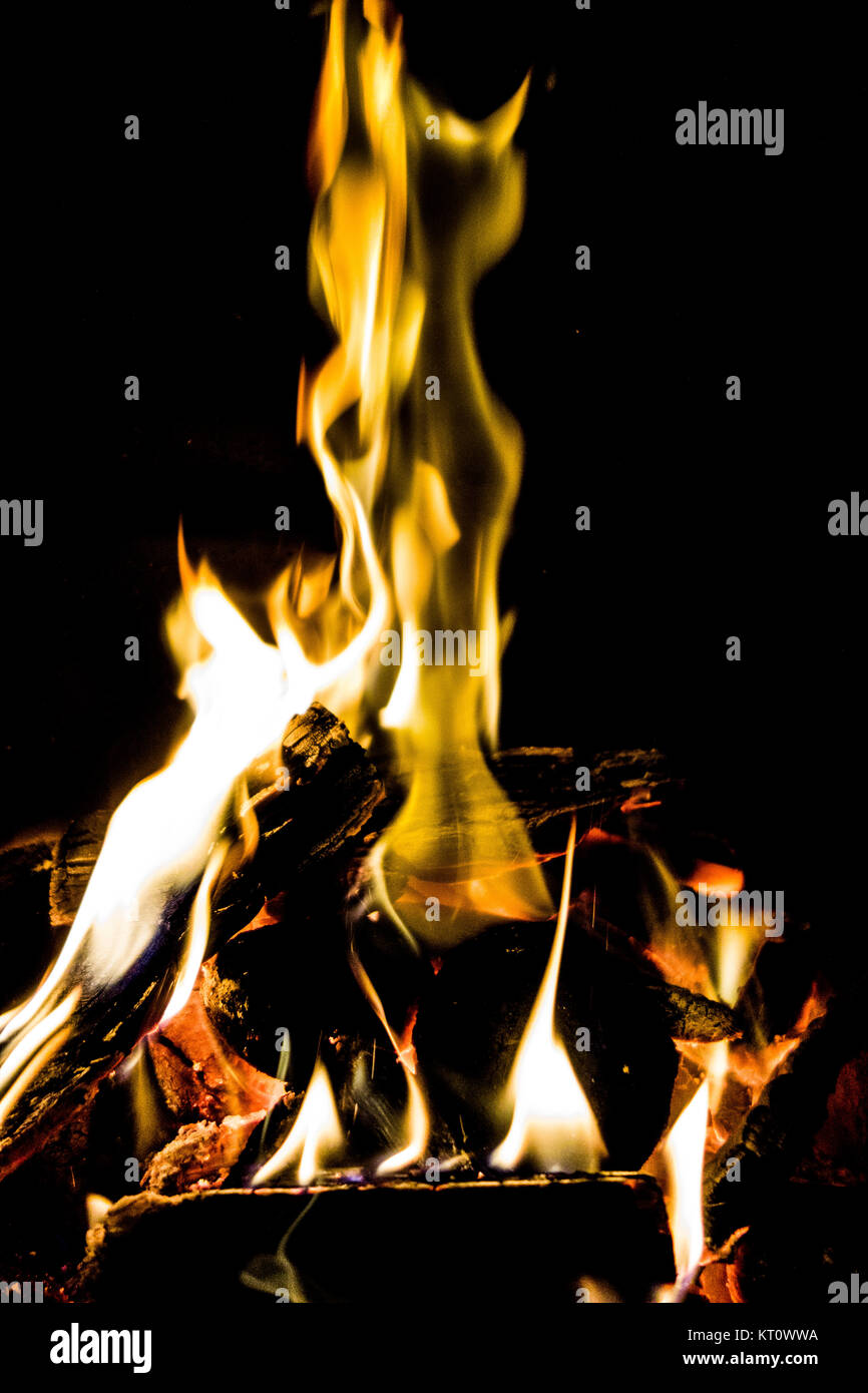 Burning Coke Coals on a Fireplace Stock Photo - Alamy