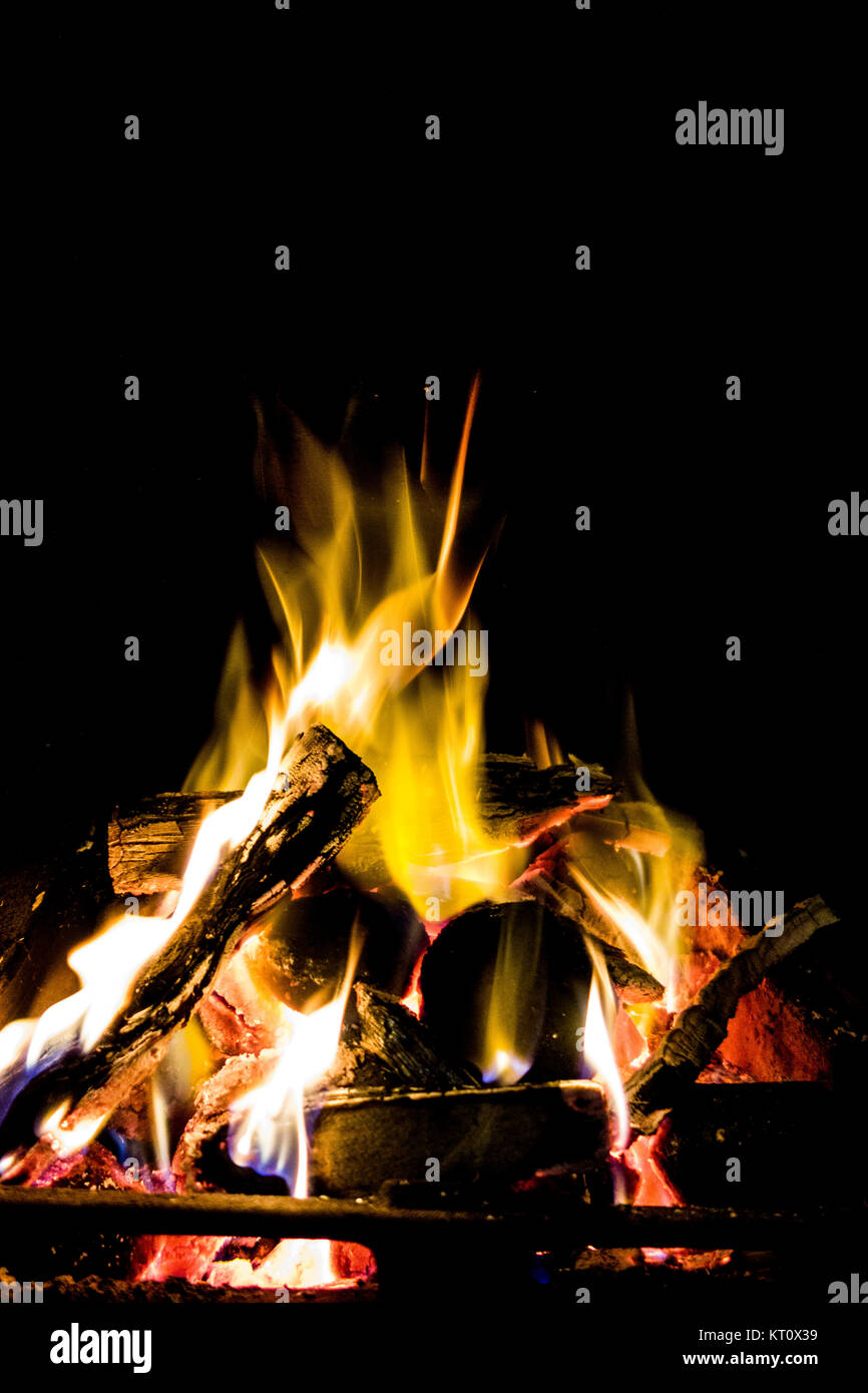 Burning Coke Coals on a Fireplace Stock Photo - Alamy