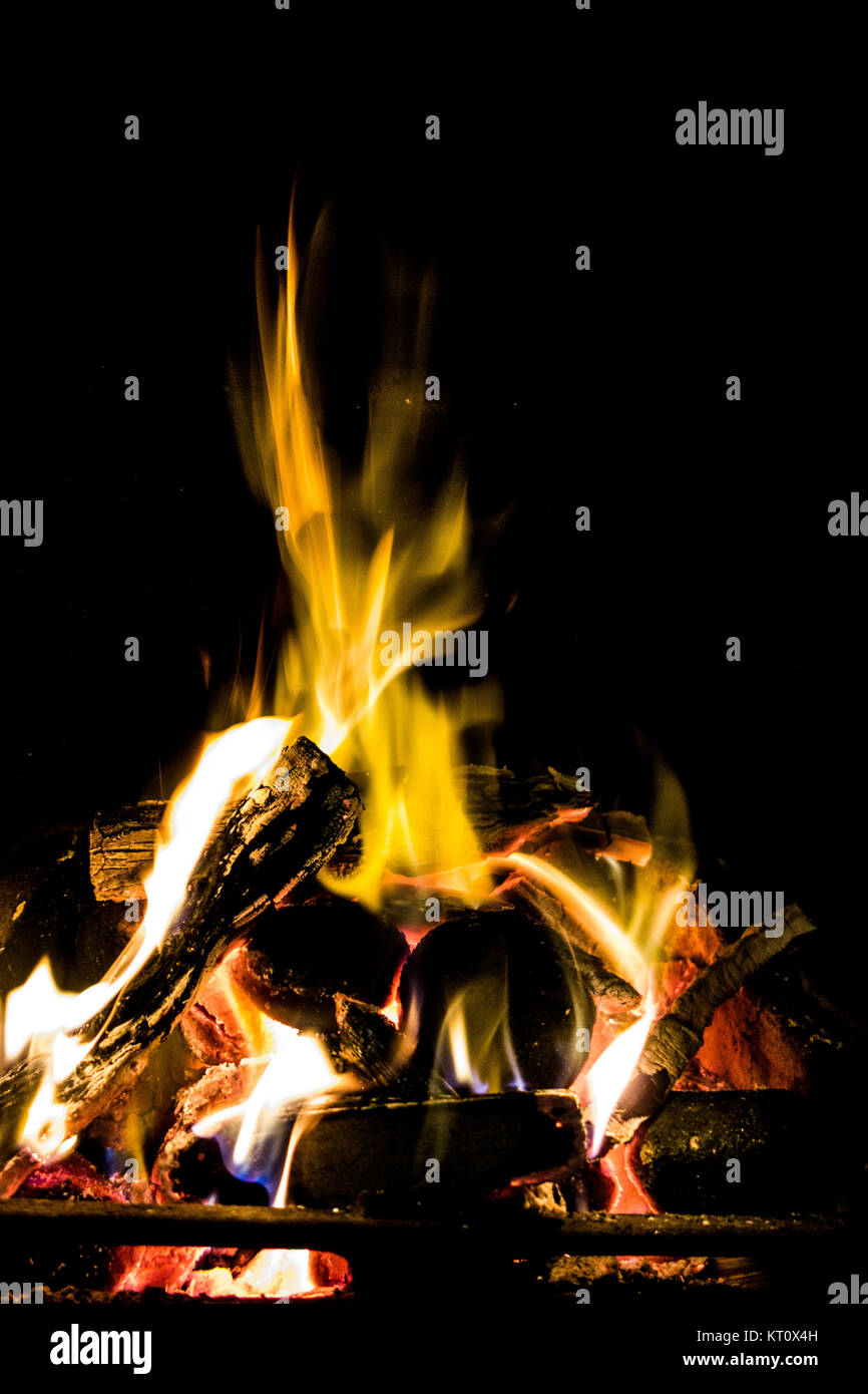 Burning Coke Coals on a Fireplace Stock Photo - Alamy