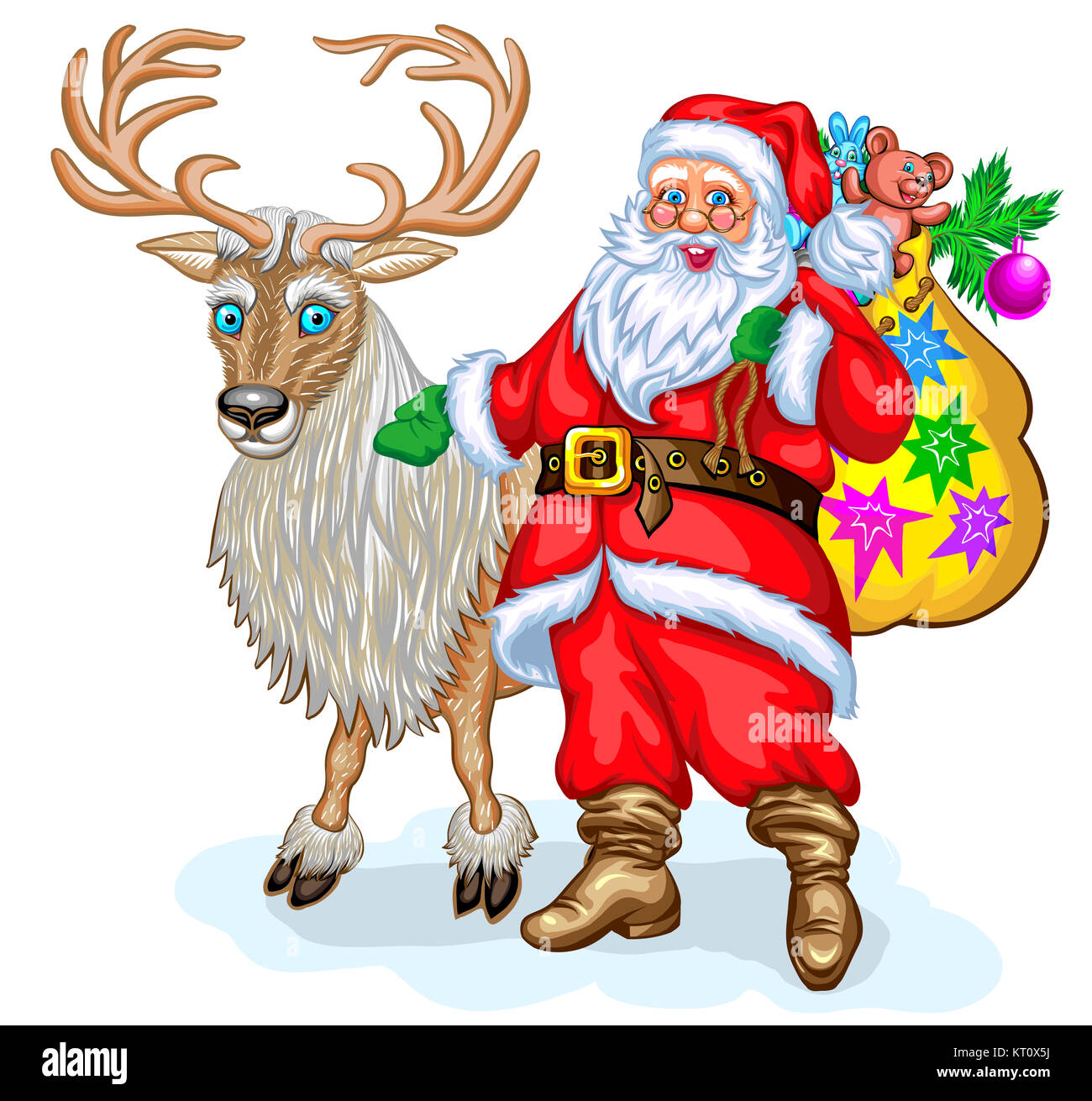 Santa Claus and reindeer Stock Photo - Alamy