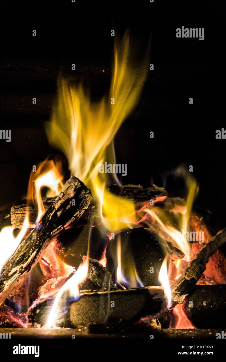 Burning Coke Coals on a Fireplace Stock Photo - Alamy