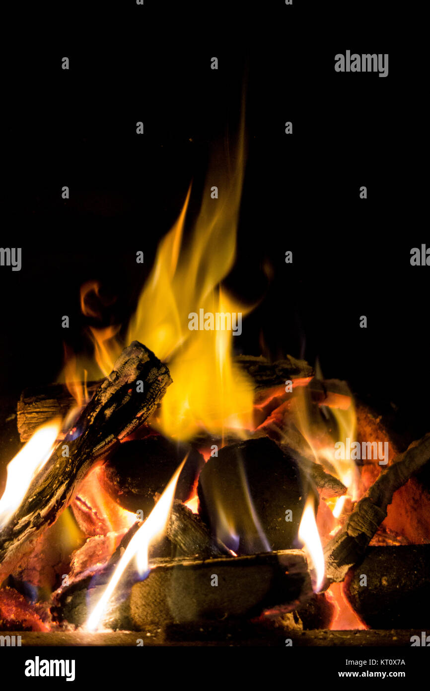 Burning Coke Coals on a Fireplace Stock Photo - Alamy