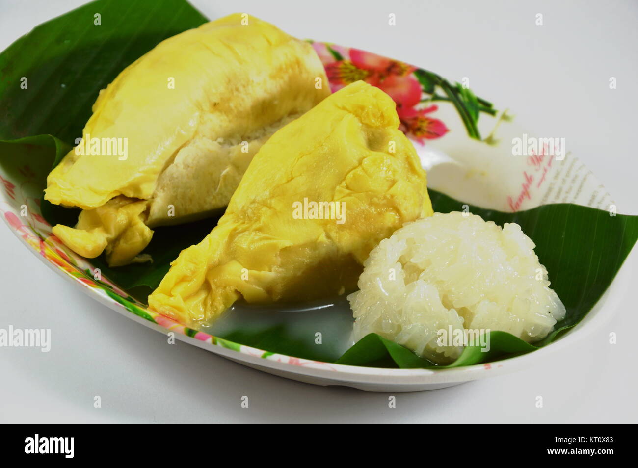 durian and sticky rice with coconut milk Stock Photo - Alamy