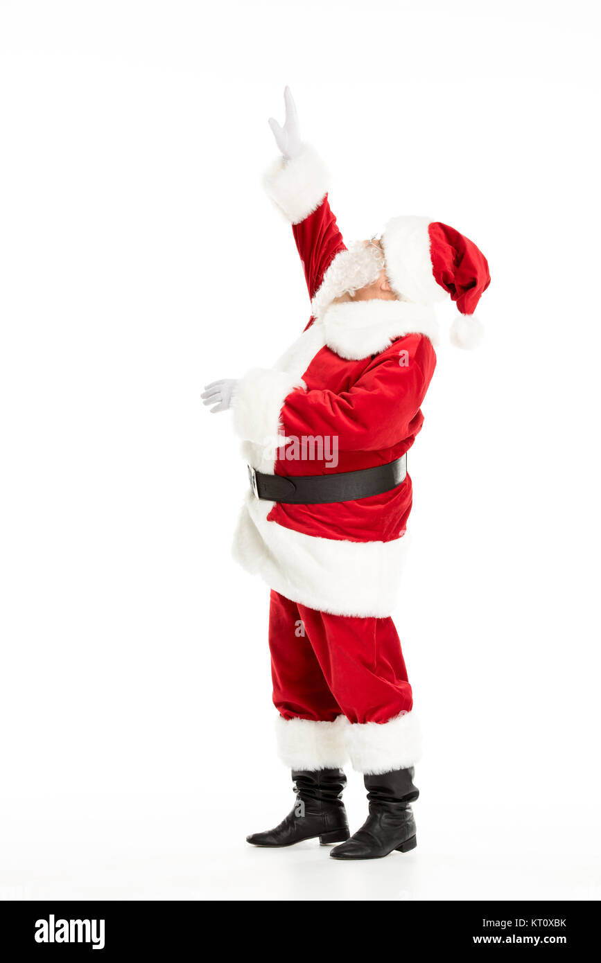 Santa Claus pointing up Stock Photo - Alamy