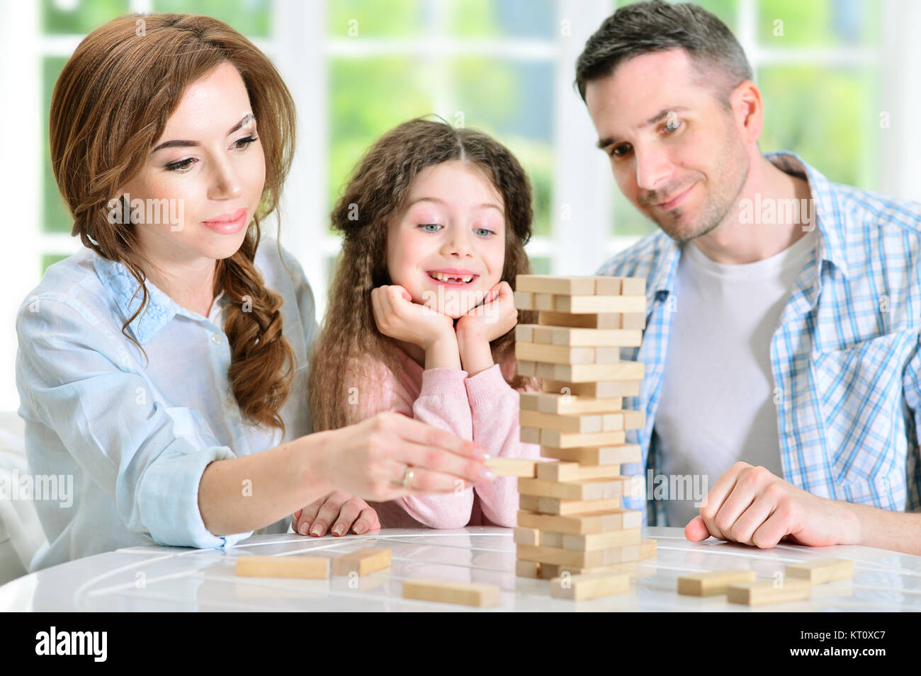 family with wooden blocks Stock Photo - Alamy