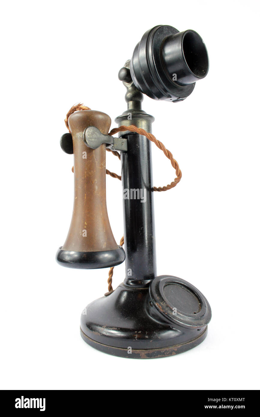Old Fashioned Telephone and Receiver on White Background Stock Photo ...