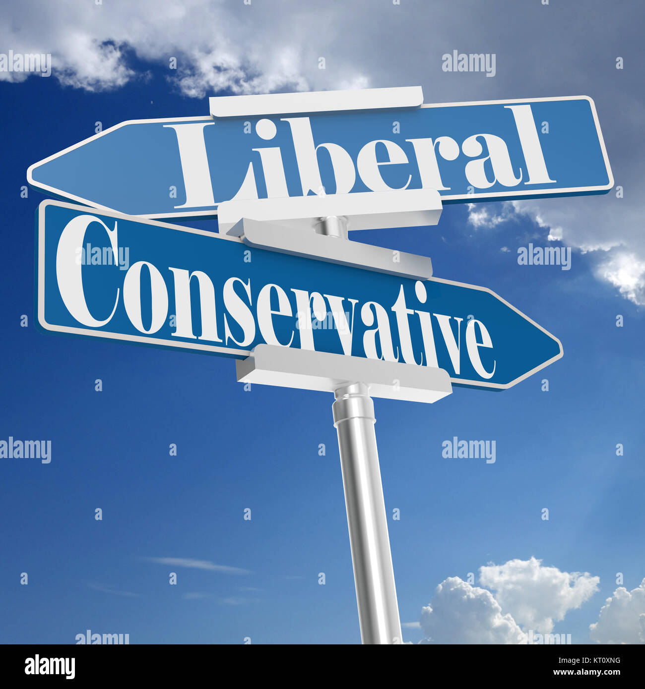 Conservative and liberal signs Stock Photo - Alamy
