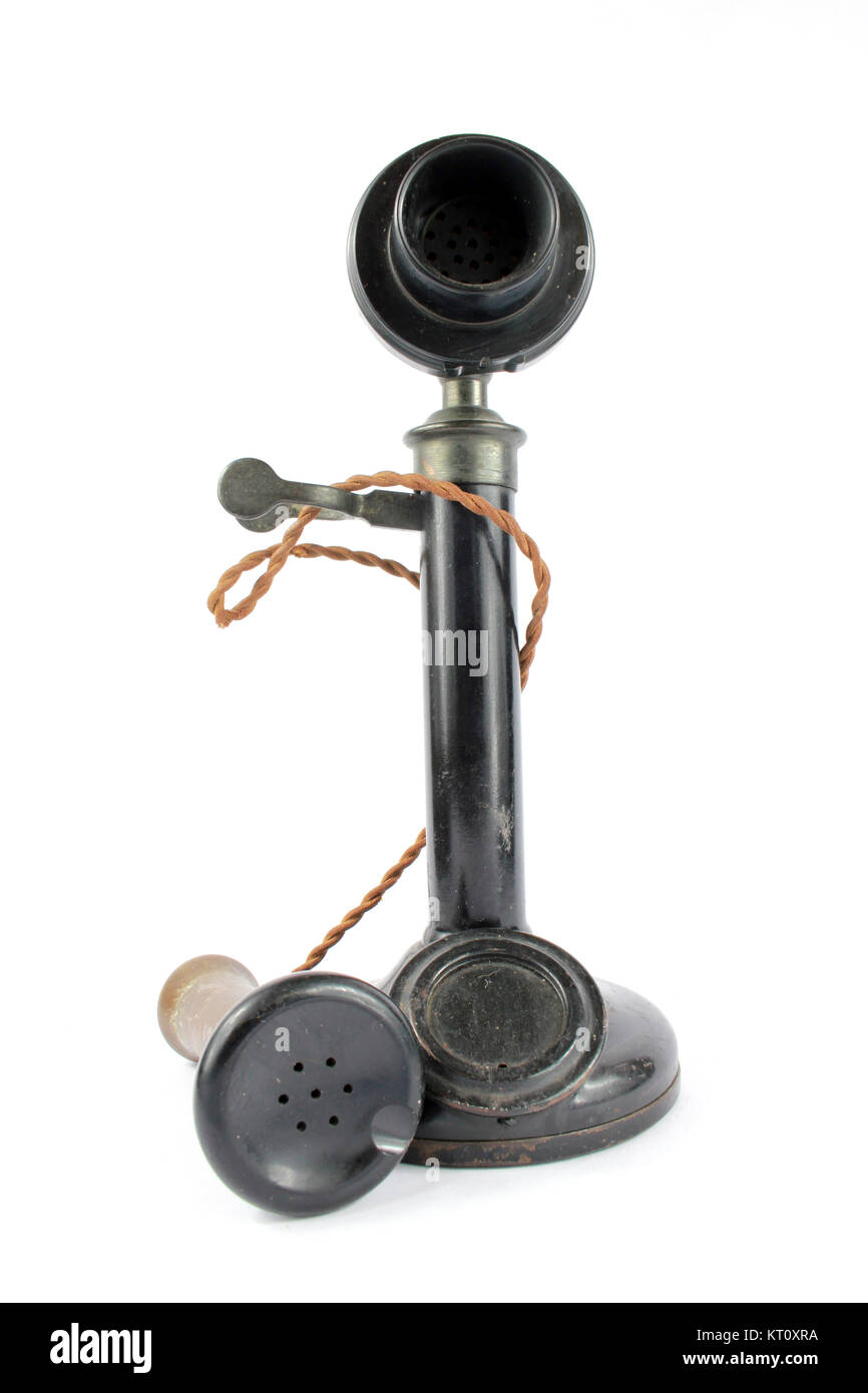 Old Fashioned Telephone and Receiver on White Background Stock Photo ...