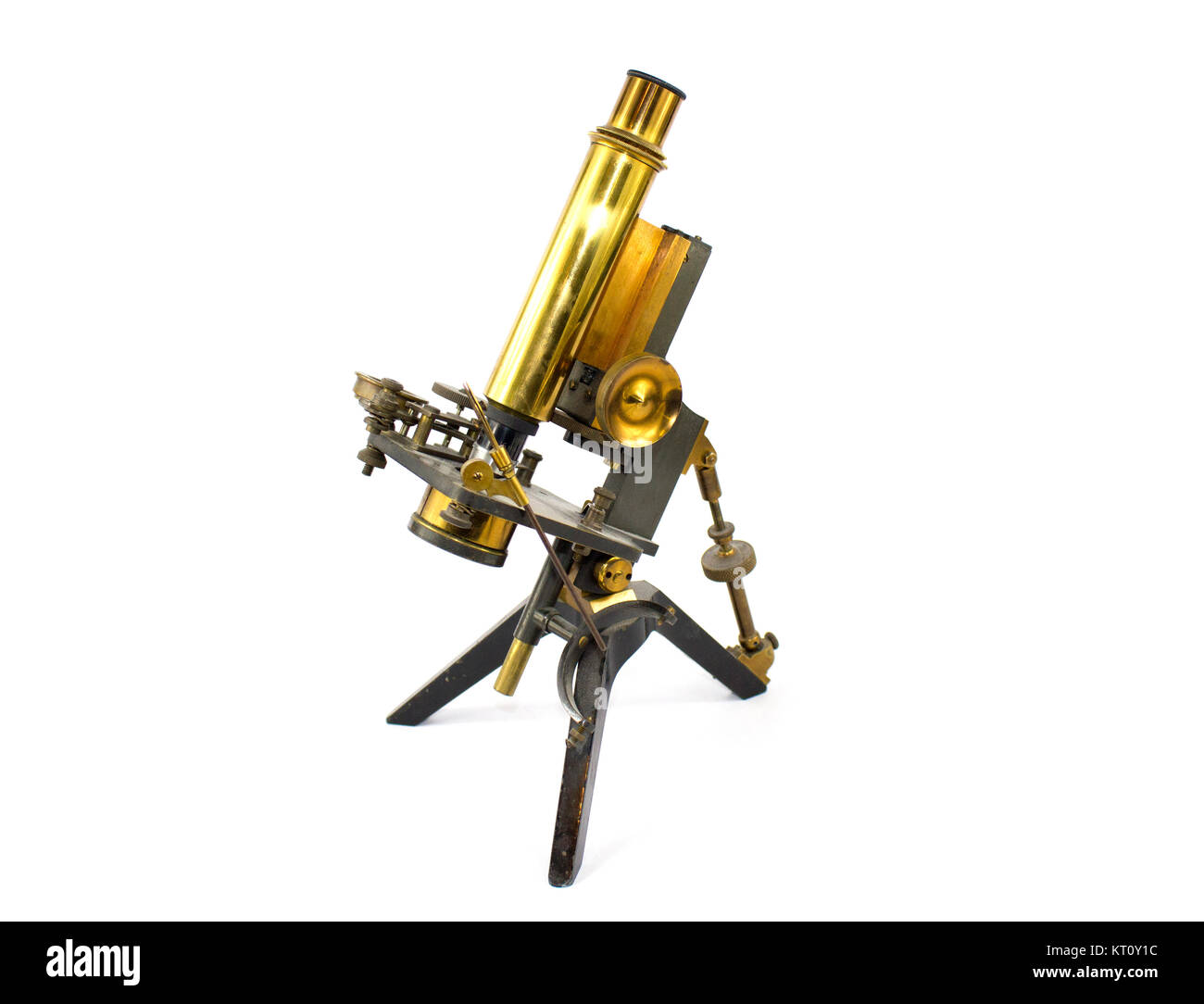 Vintage Antique Brass Microscope on White Background Stock Photo - Alamy