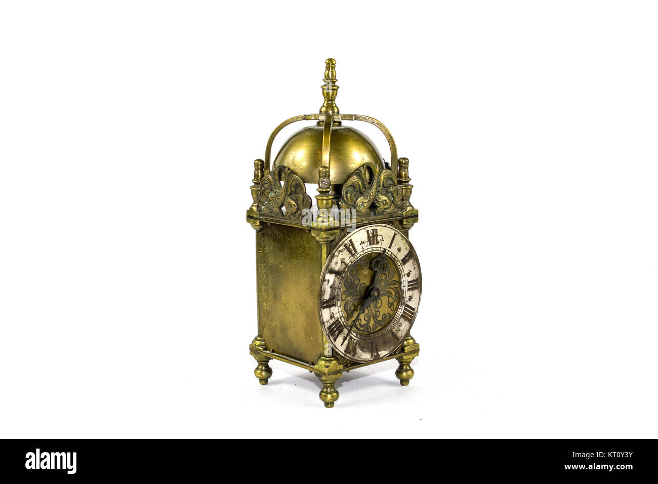 Vintage Timepiece Clock on White Background Stock Photo - Alamy