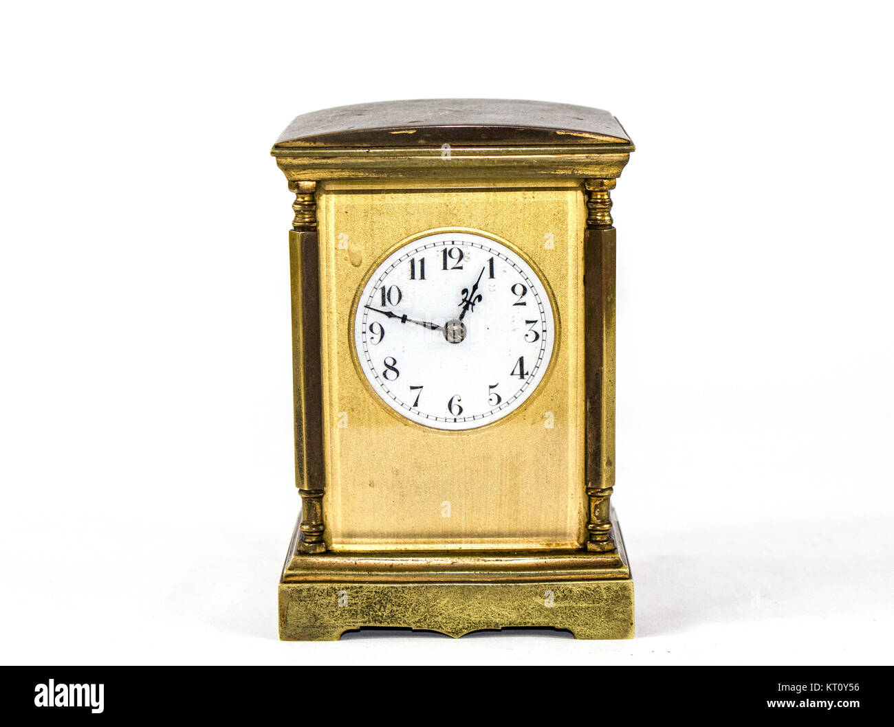 Vintage Timepiece Clock on White Background Stock Photo - Alamy