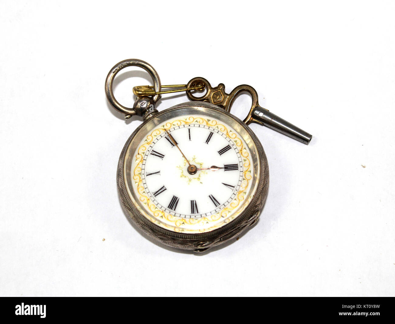 Vintage Timepiece Clock on White Background Stock Photo - Alamy
