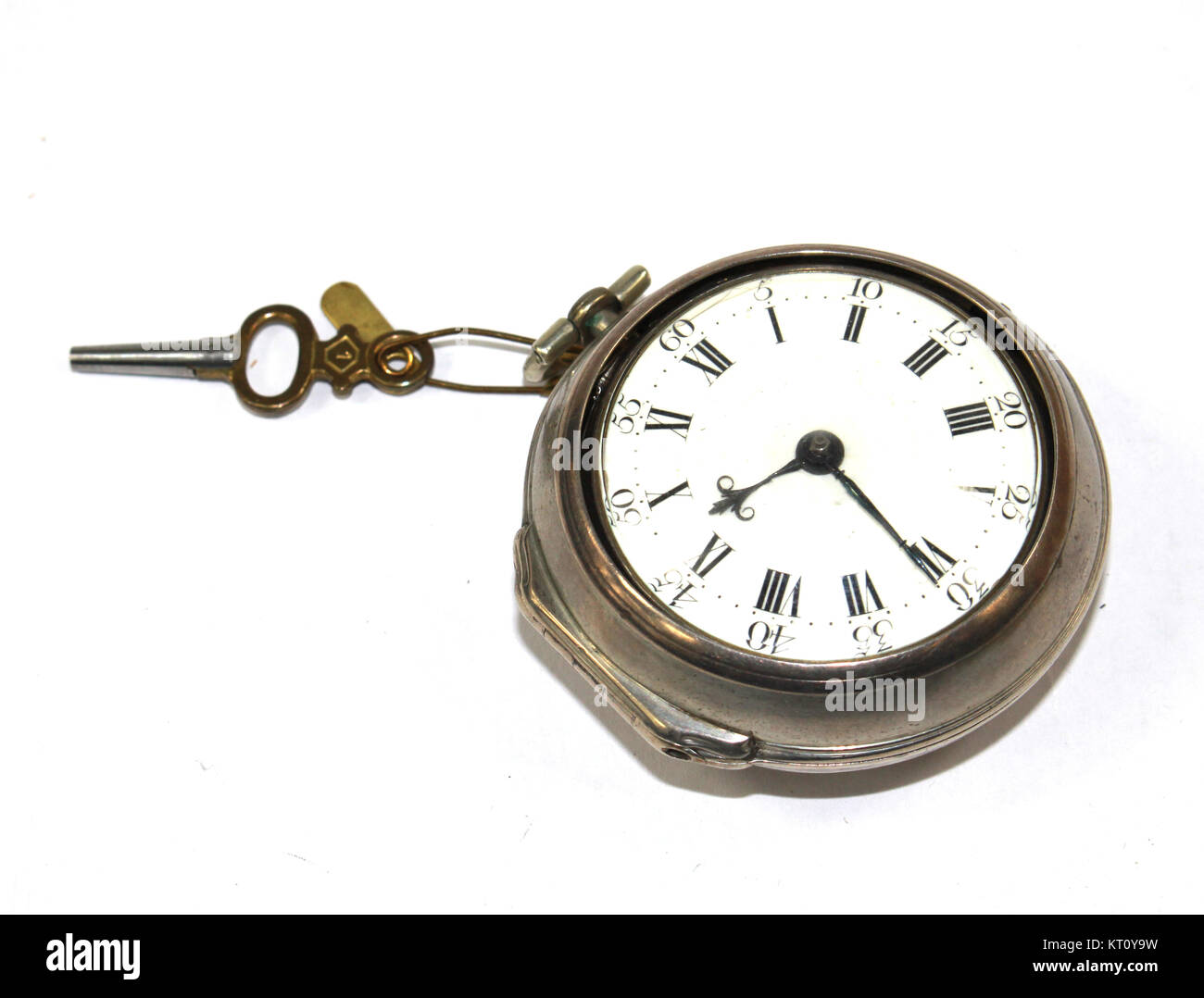 Vintage Timepiece Clock on White Background Stock Photo - Alamy