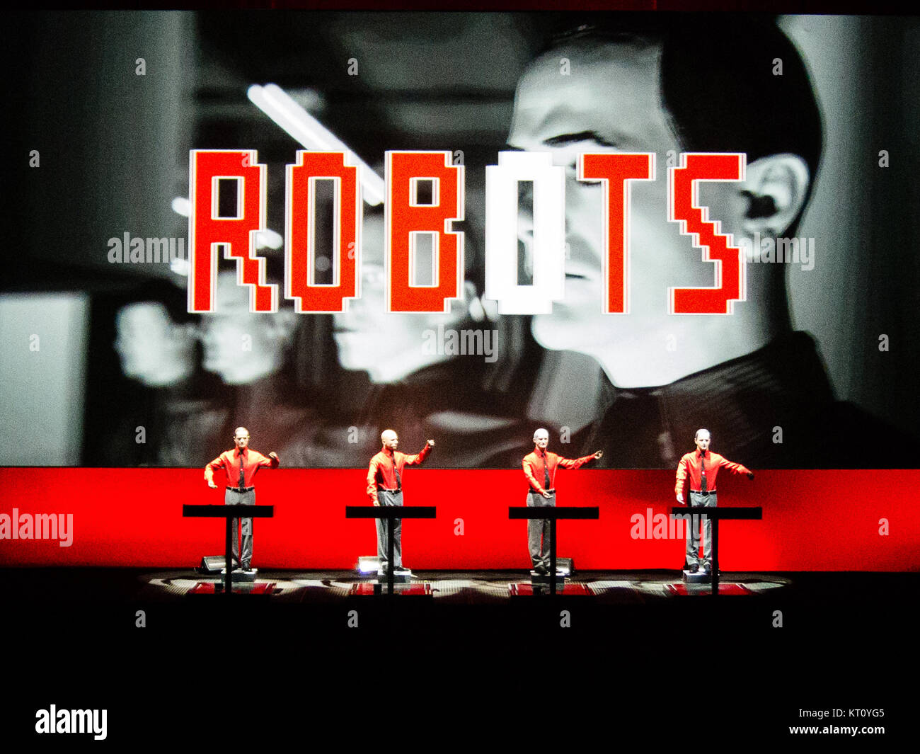 The legendary German electronic music band Kraftwerk performs a live ...