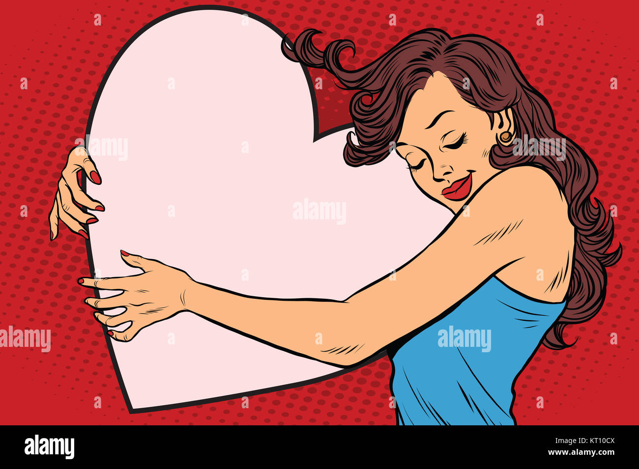 Beautiful young woman hugging Valentine heart Stock Photo - Alamy