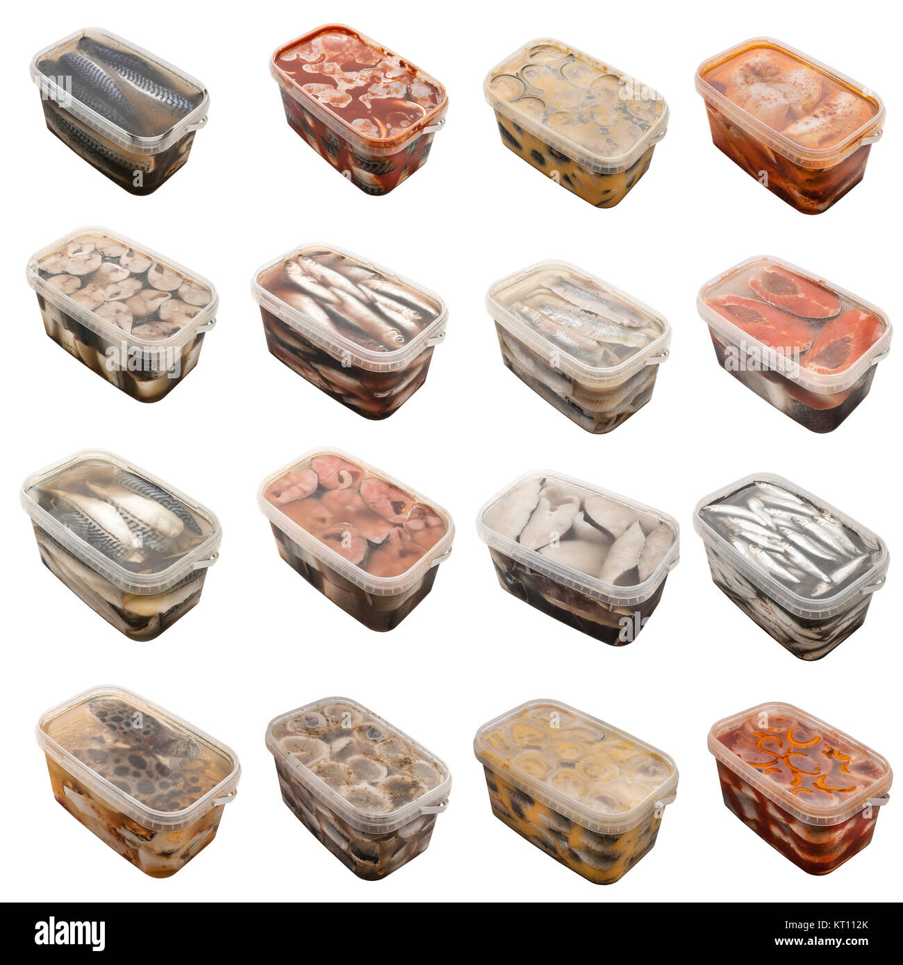 set of a different preserved fish in box Stock Photo - Alamy