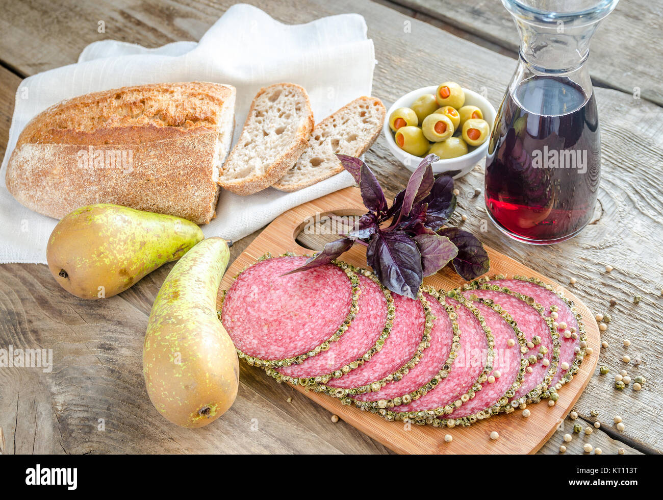 Slices of italian salami Stock Photo - Alamy
