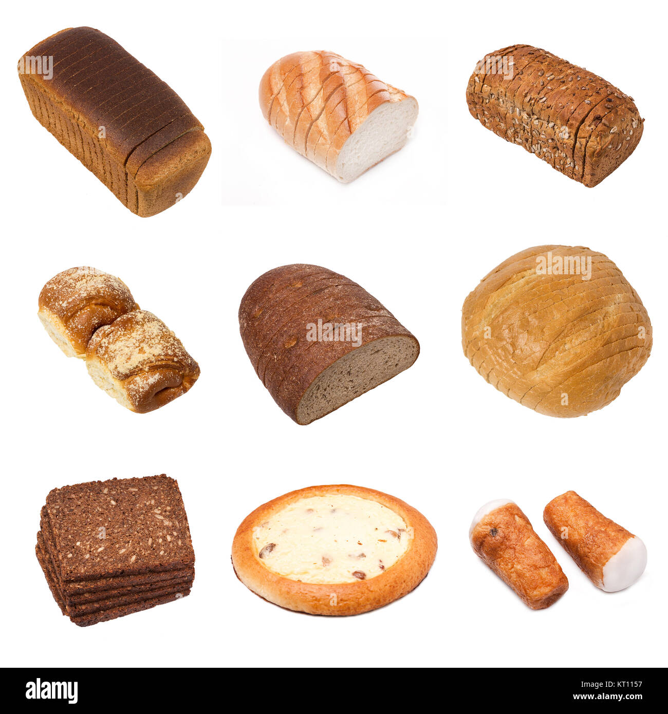 Collection with bakery products round bread hi-res stock photography ...