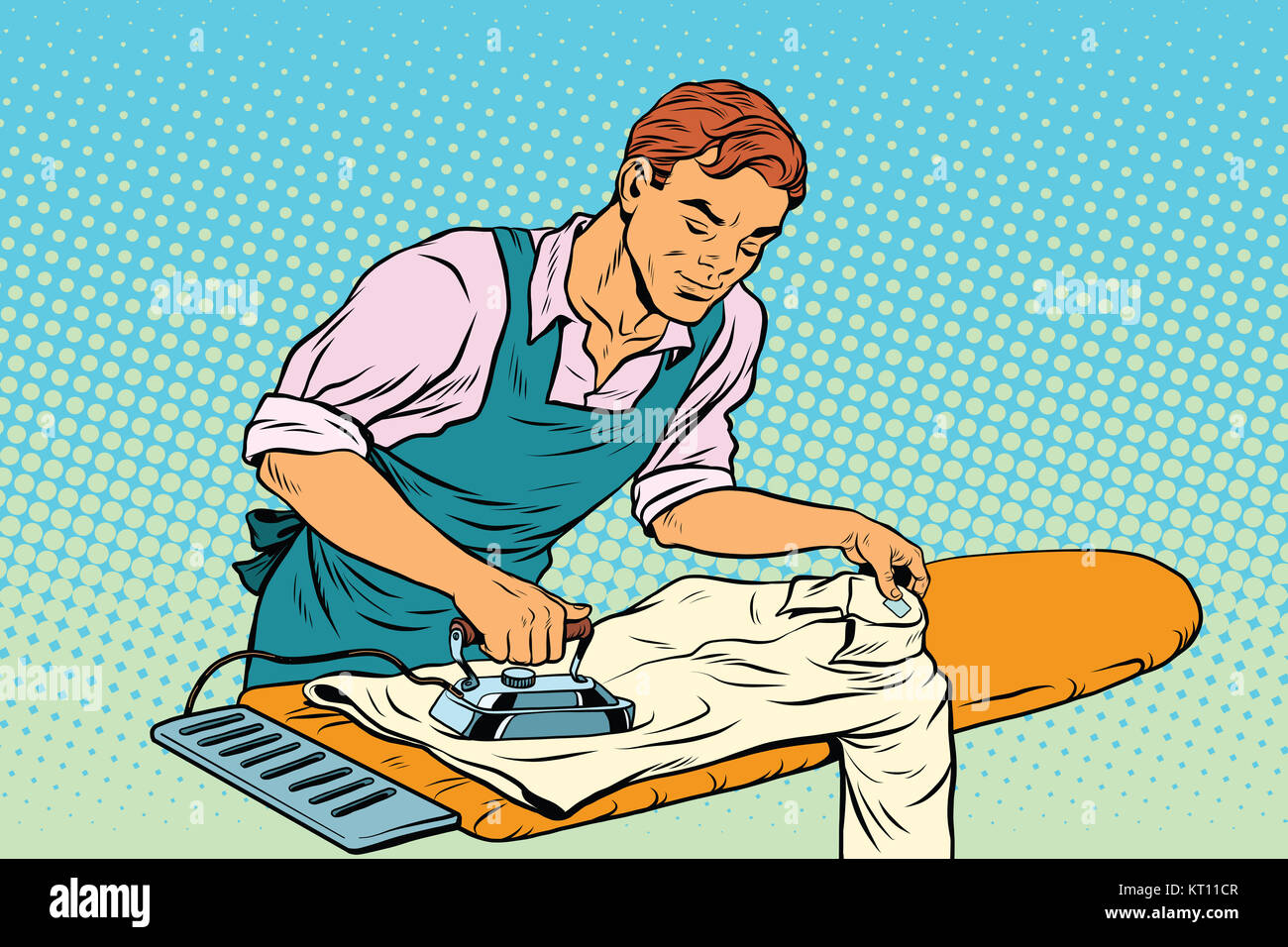 Vintage employee ironed clothes Stock Photo - Alamy