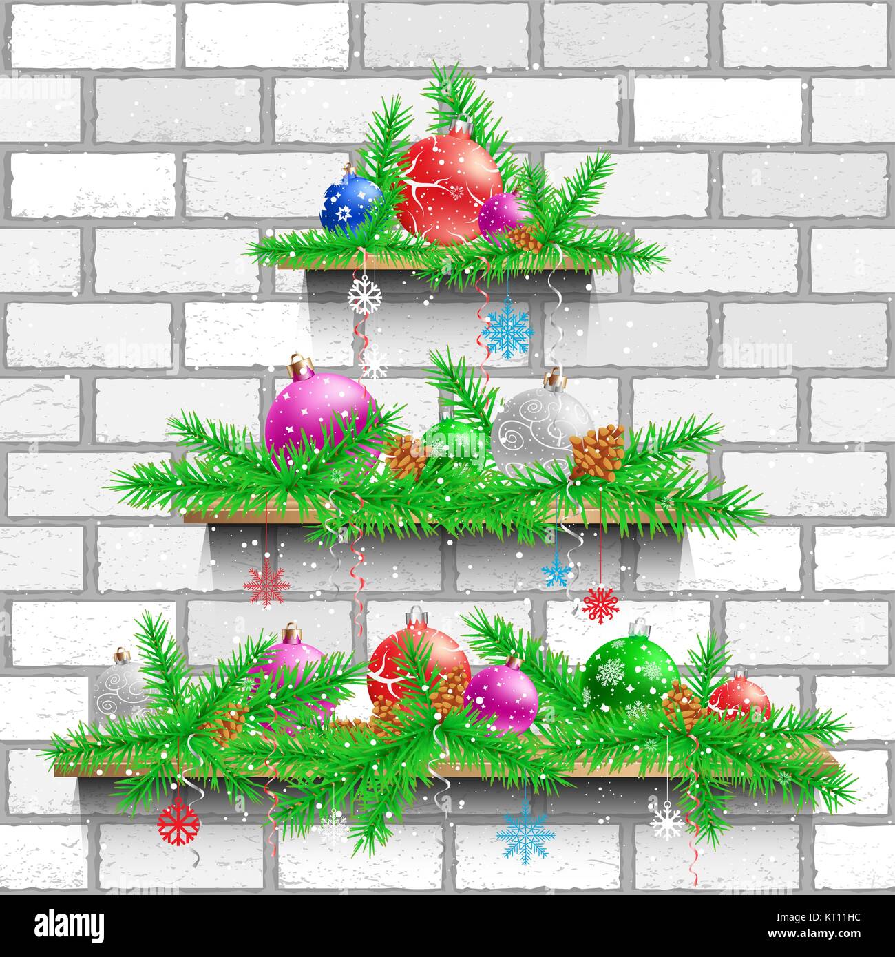 Shelves Christmas tree white brick Stock Vector Image & Art - Alamy