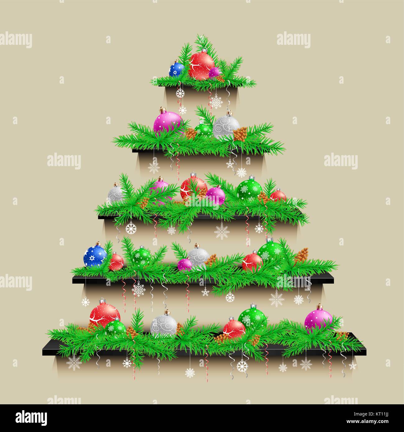 Shelves Christmas tree Stock Vector Image & Art - Alamy
