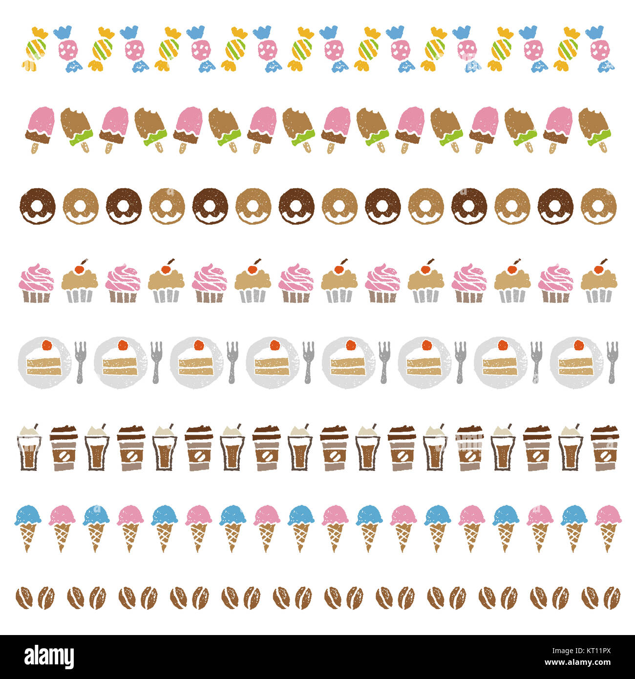 Decorative border lines with sweets and coffee Stock Photo - Alamy