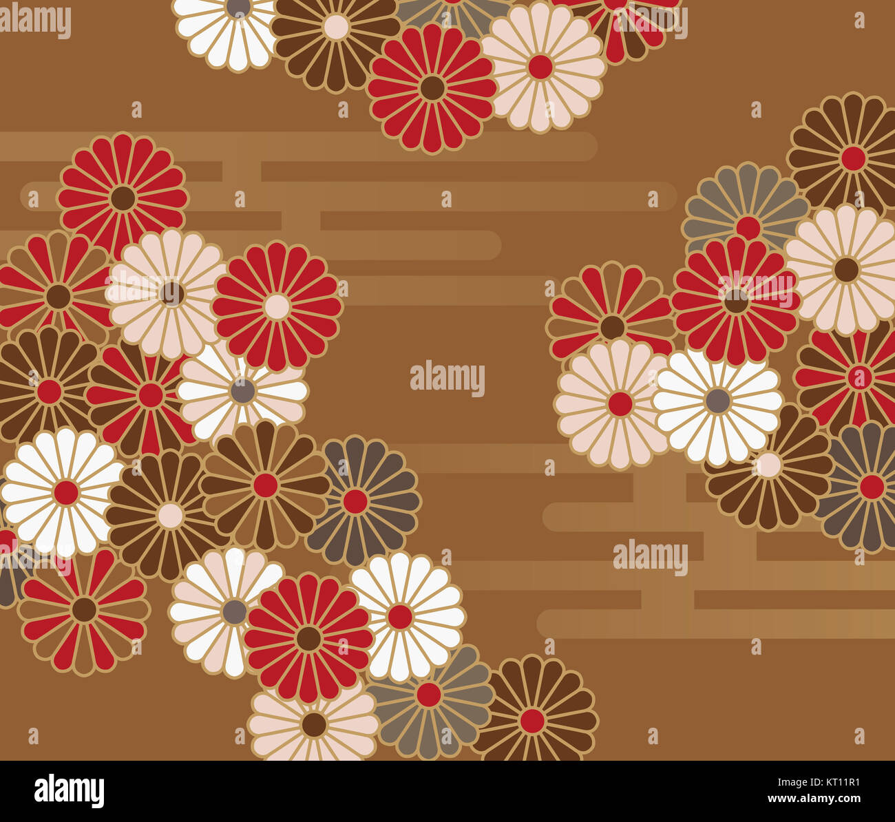 Japanese style floral pattern with chrysanthemums Stock Photo - Alamy