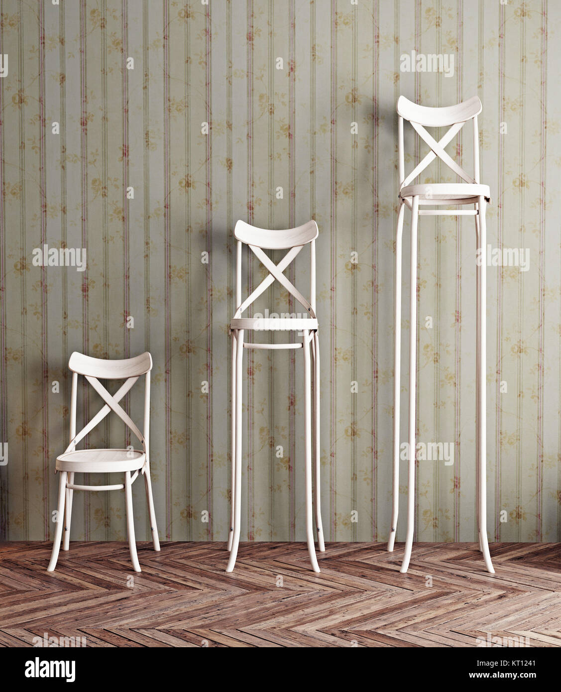 three chairs in the room. 3d concept Stock Photo - Alamy