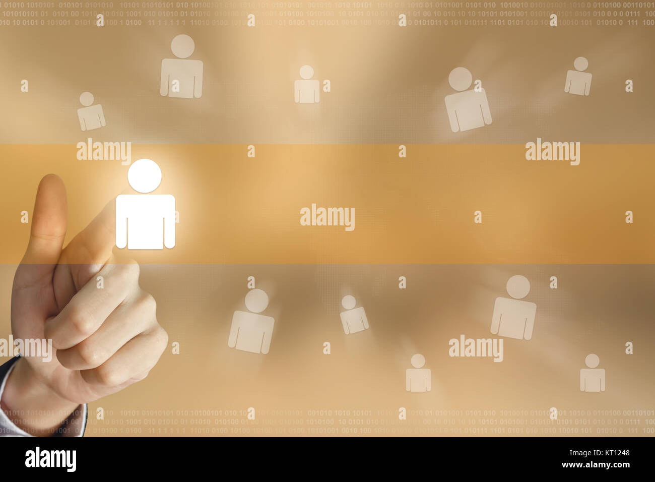 business hand press people button Stock Photo - Alamy