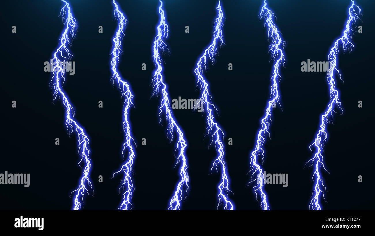 Different lightning bolts. 3D rendered Stock Photo - Alamy