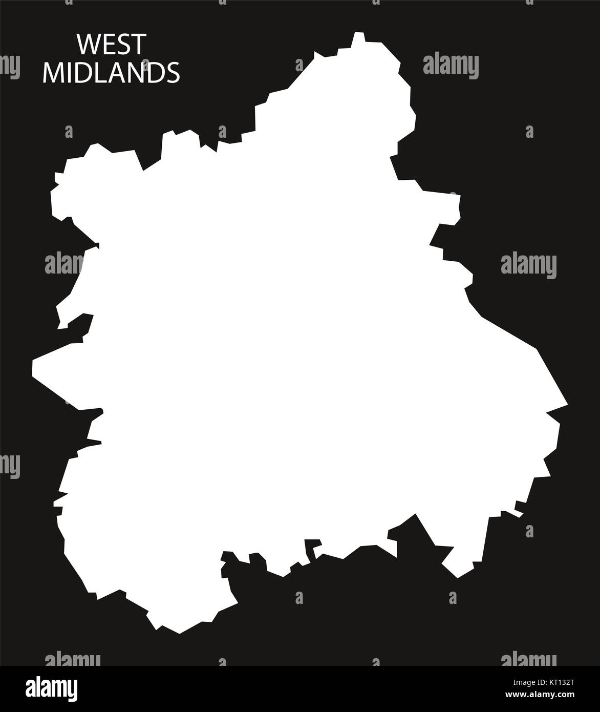 West Midlands England Map black inverted Stock Photo - Alamy