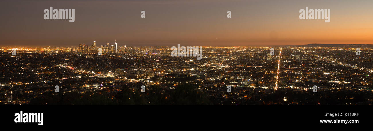 Aerial view of urban skyline of los angeles hi-res stock photography ...