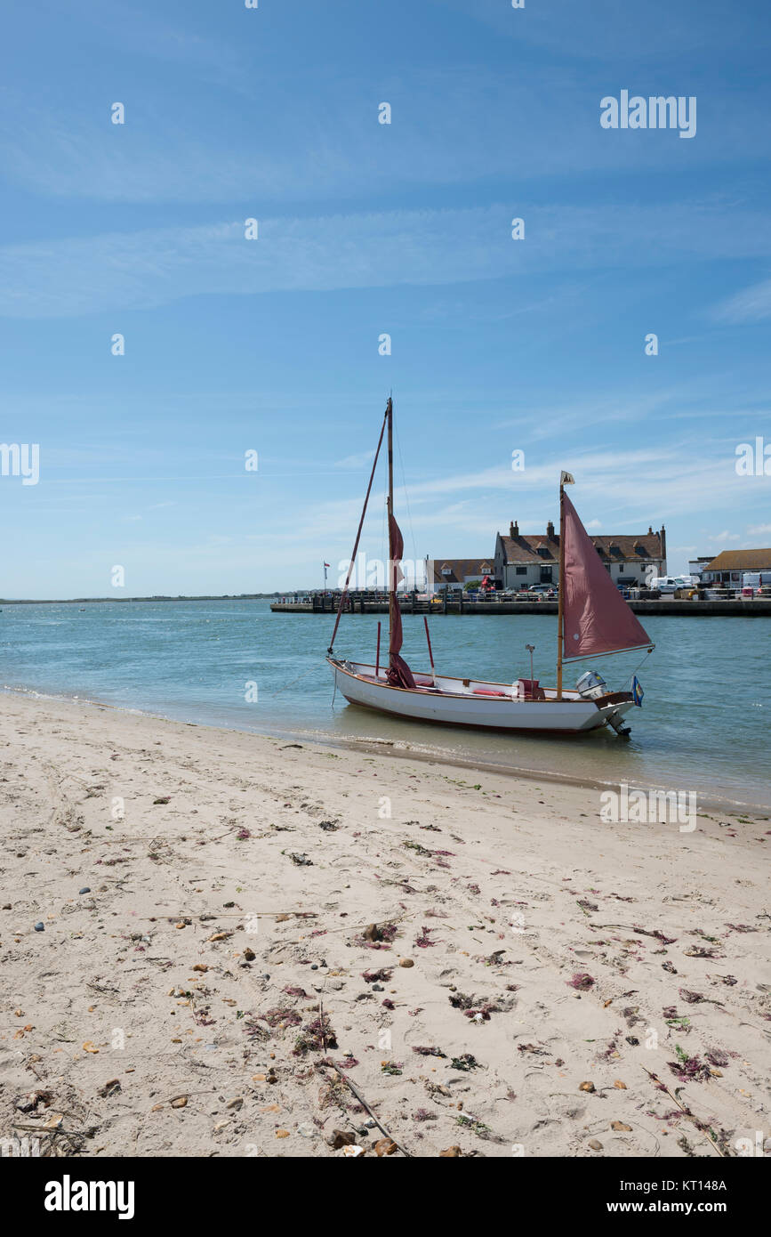 Mudeford Quay at the entrance to Christchurch Harbour in Dorset, viewed ...