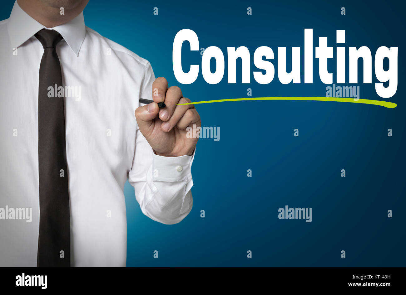 consulting is written by businessman background concept Stock Photo - Alamy