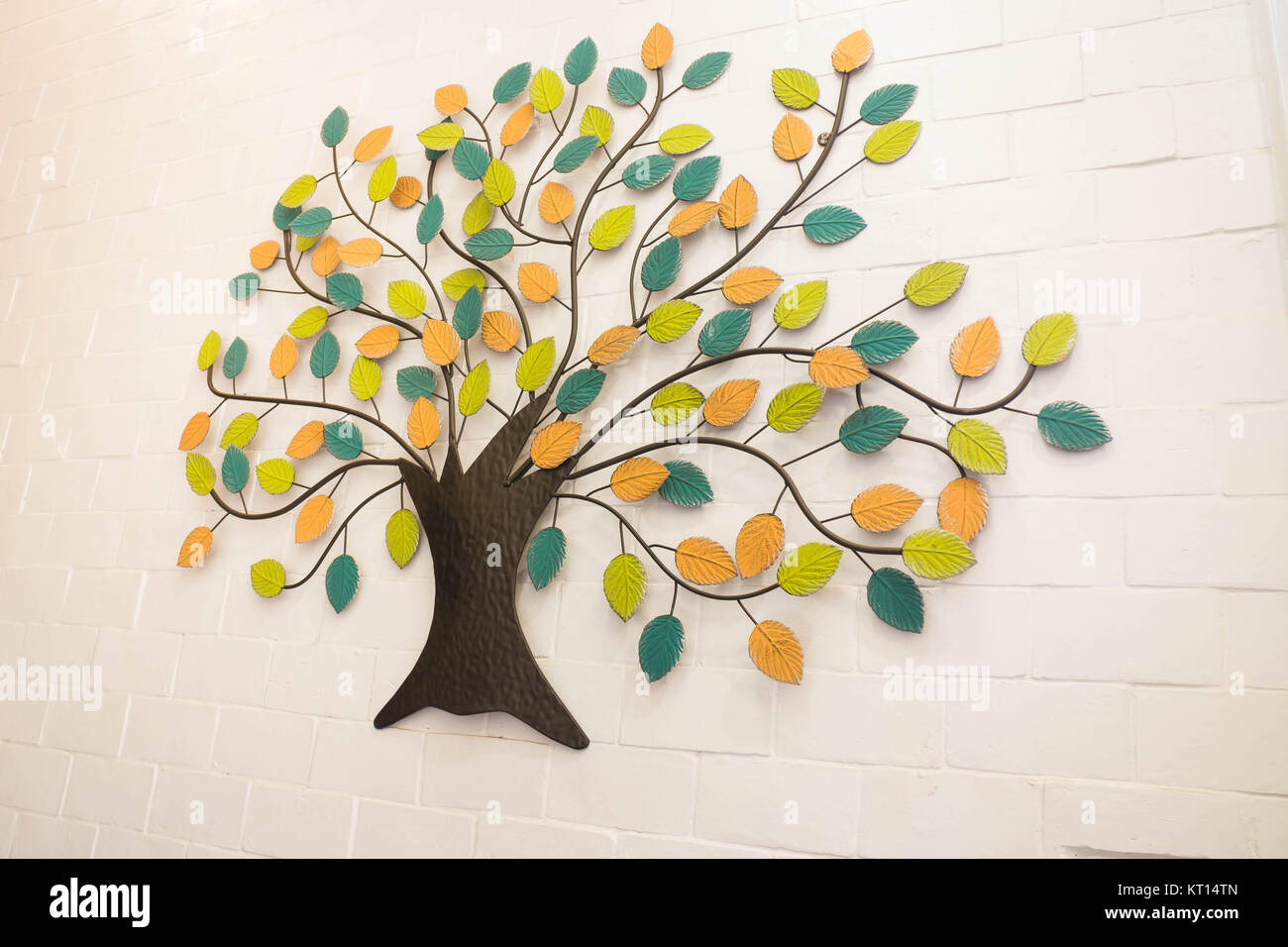 Beautiful wall decoration with colorful leaves tree Stock Photo - Alamy
