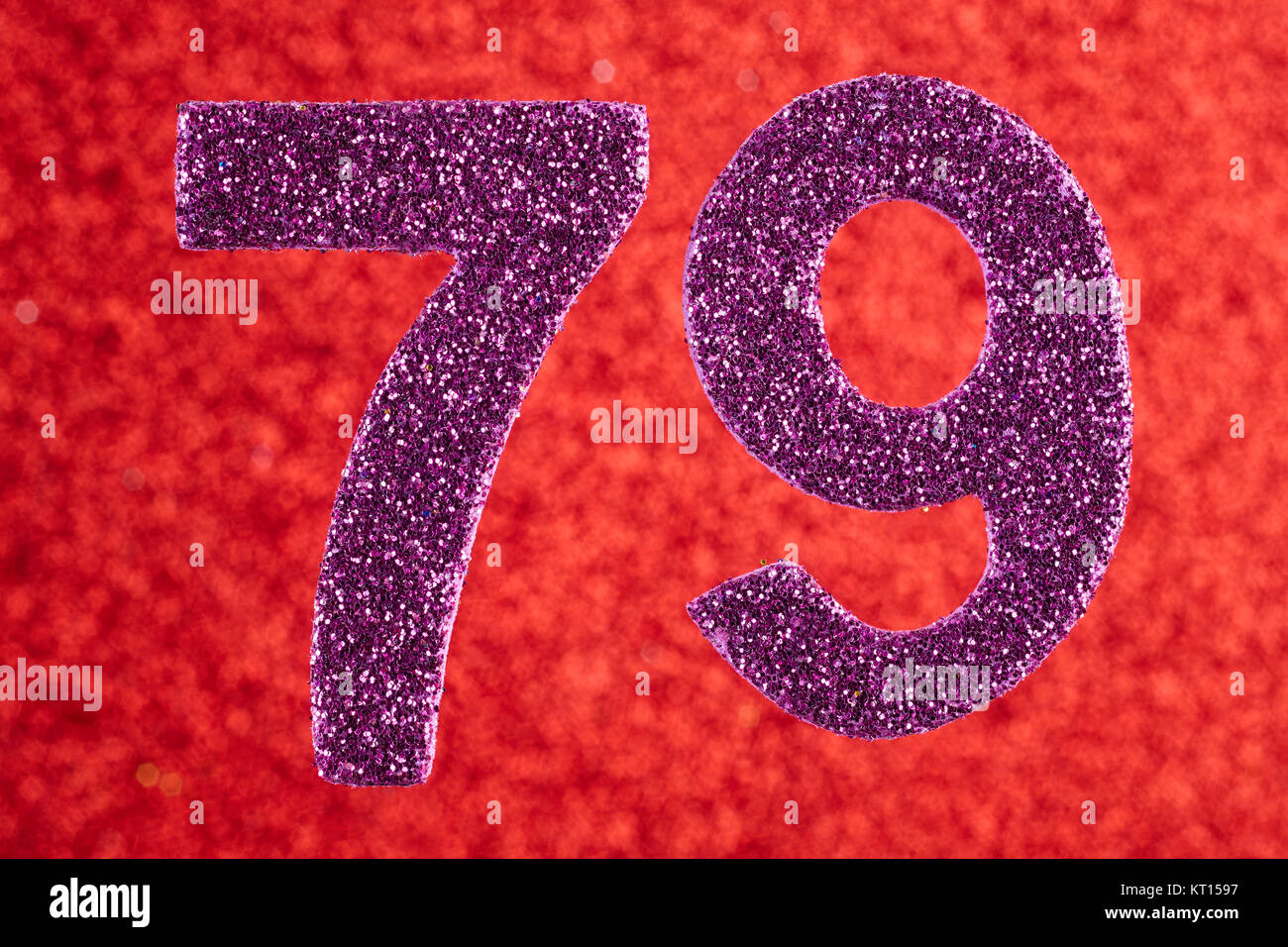 Number seventy-nine purple color over a red background. Anniversary ...