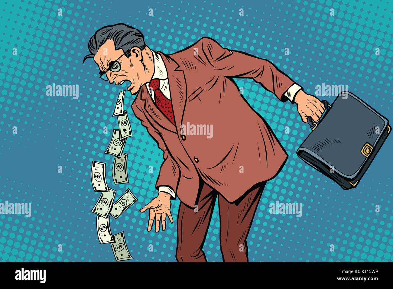 Businessman sick of money Stock Photo - Alamy