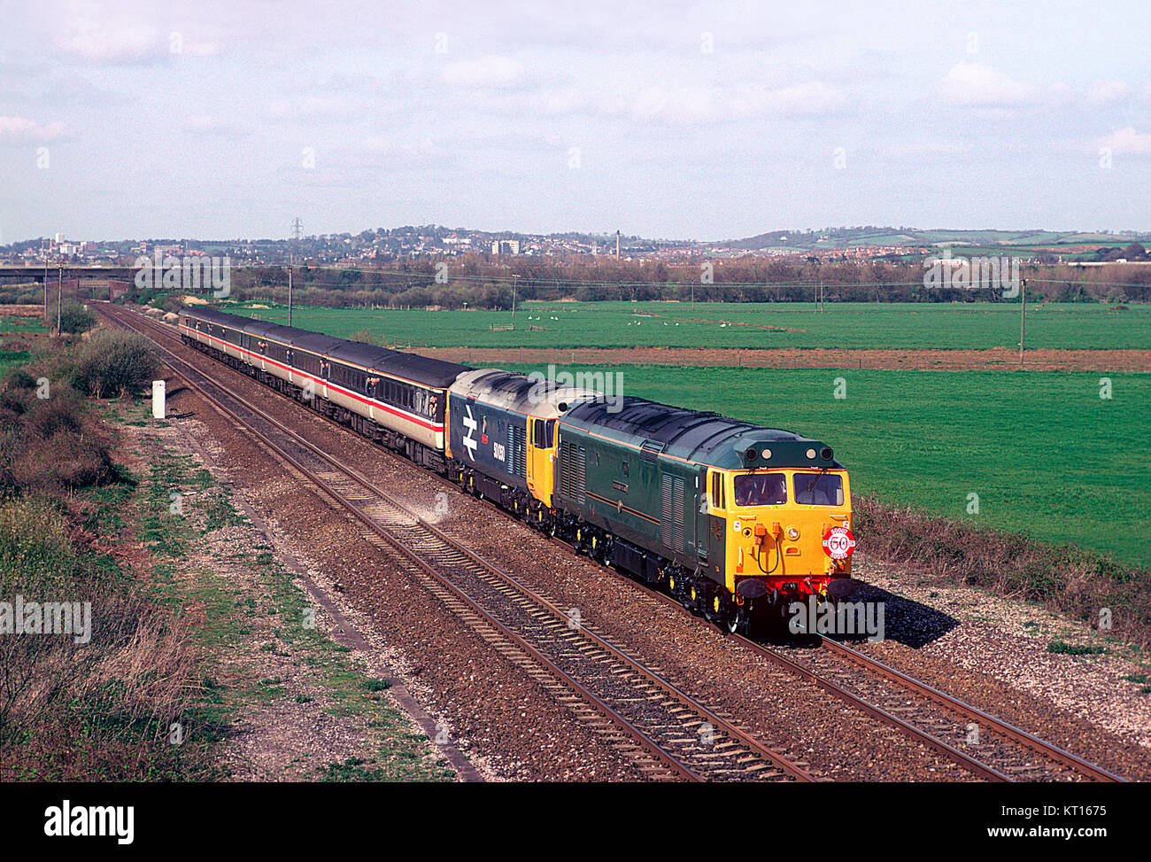 A pair of class 50 locomotives numbers 50050 and 50007 working ...
