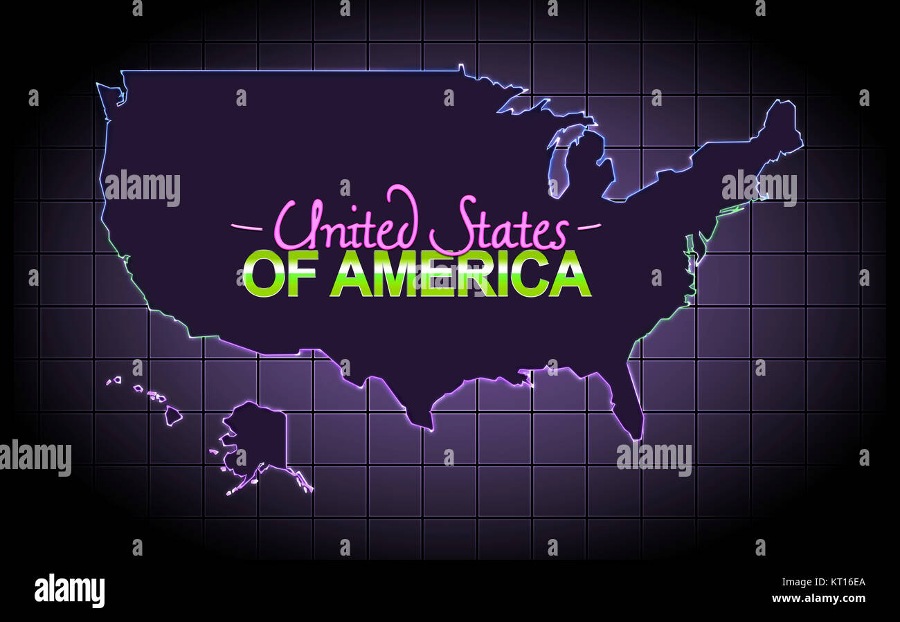 USA map eighties led advertisment style Stock Photo - Alamy