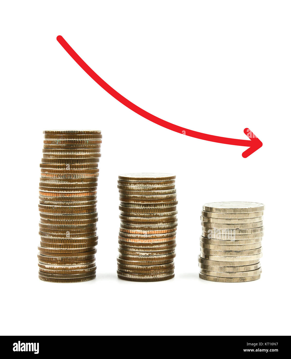 stacked coins graph arrow Stock Photo - Alamy