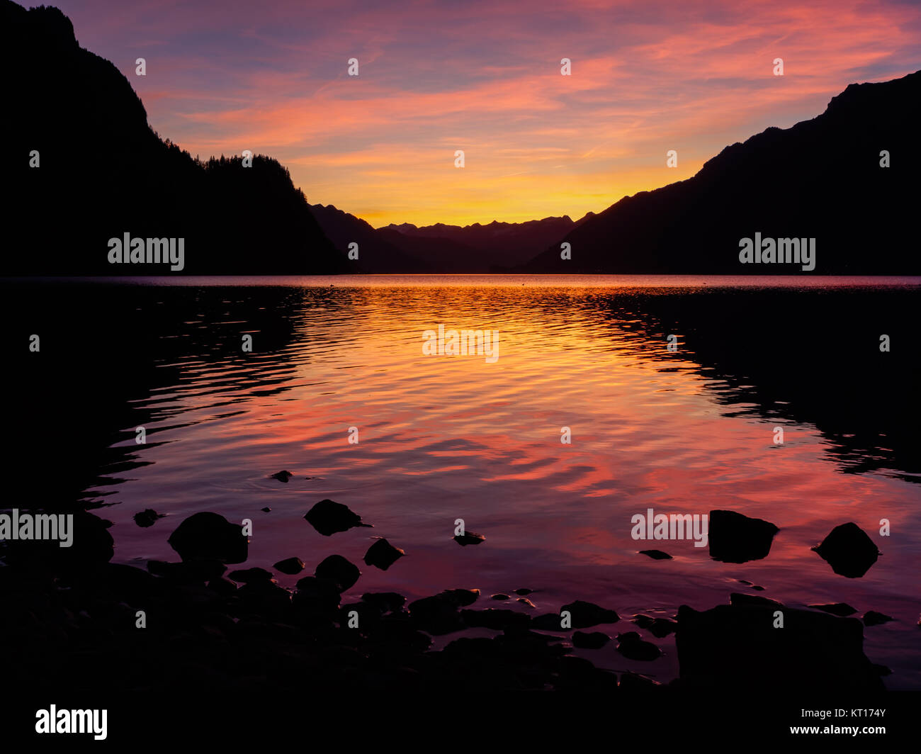 Sunset Brienz Romantic Stock Photo - Alamy