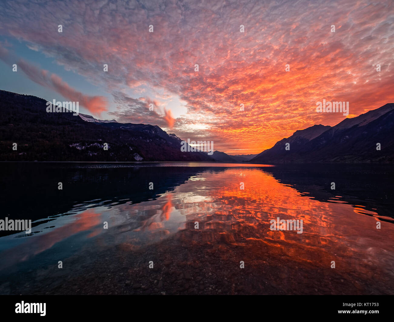 Sunset Brienz Romantic Stock Photo - Alamy
