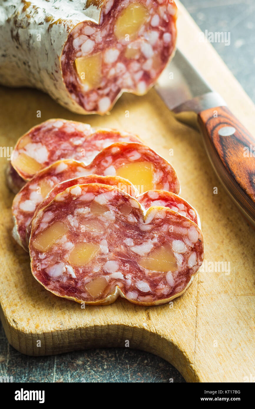 Tasty sliced salami Stock Photo - Alamy